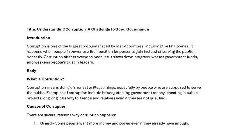 Understanding Corruption: Challenges to Governance in the Philippines ...
