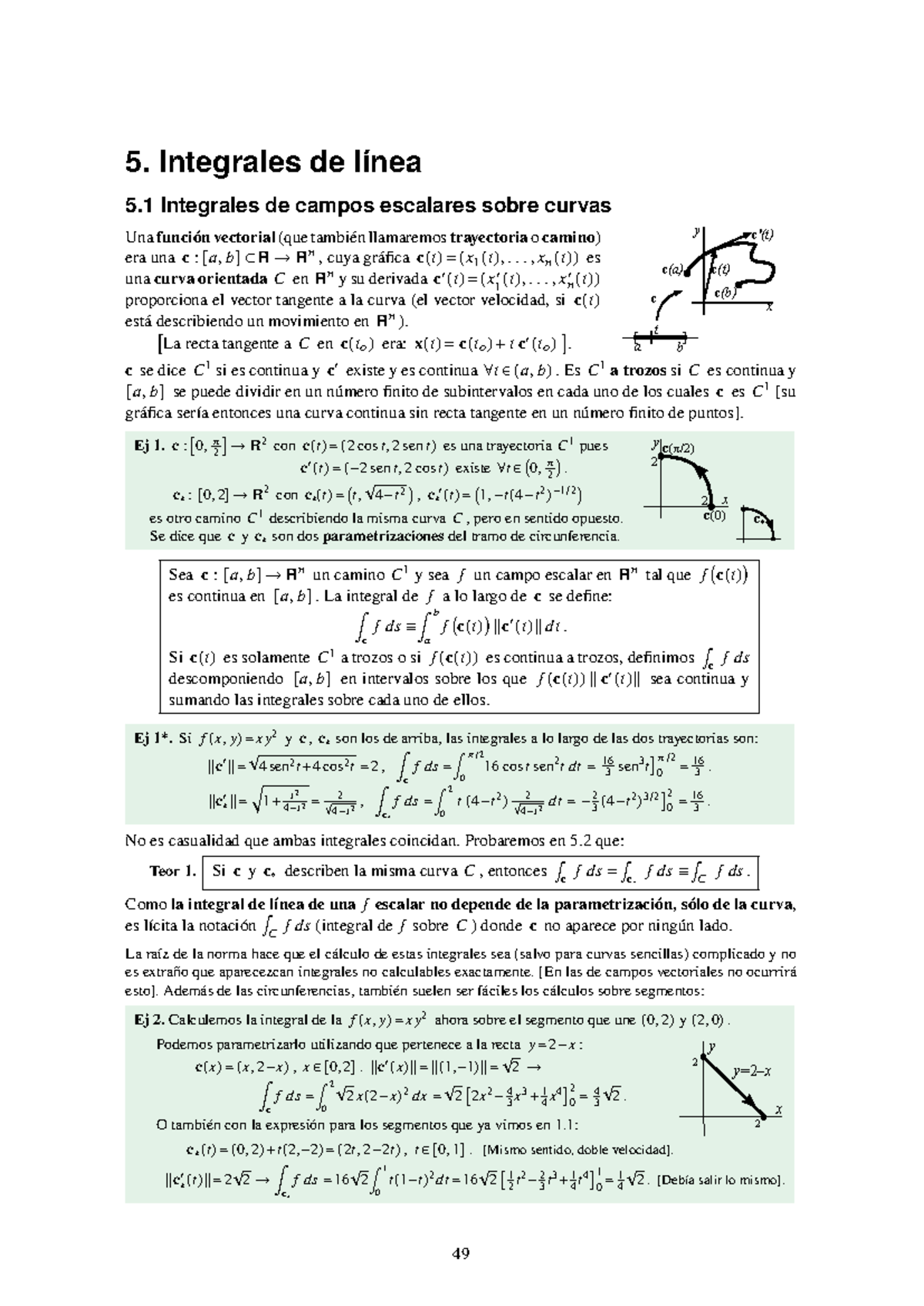 C5 - Apuntes sobre Integrales de Línea y Campos Vectoriales - Studocu