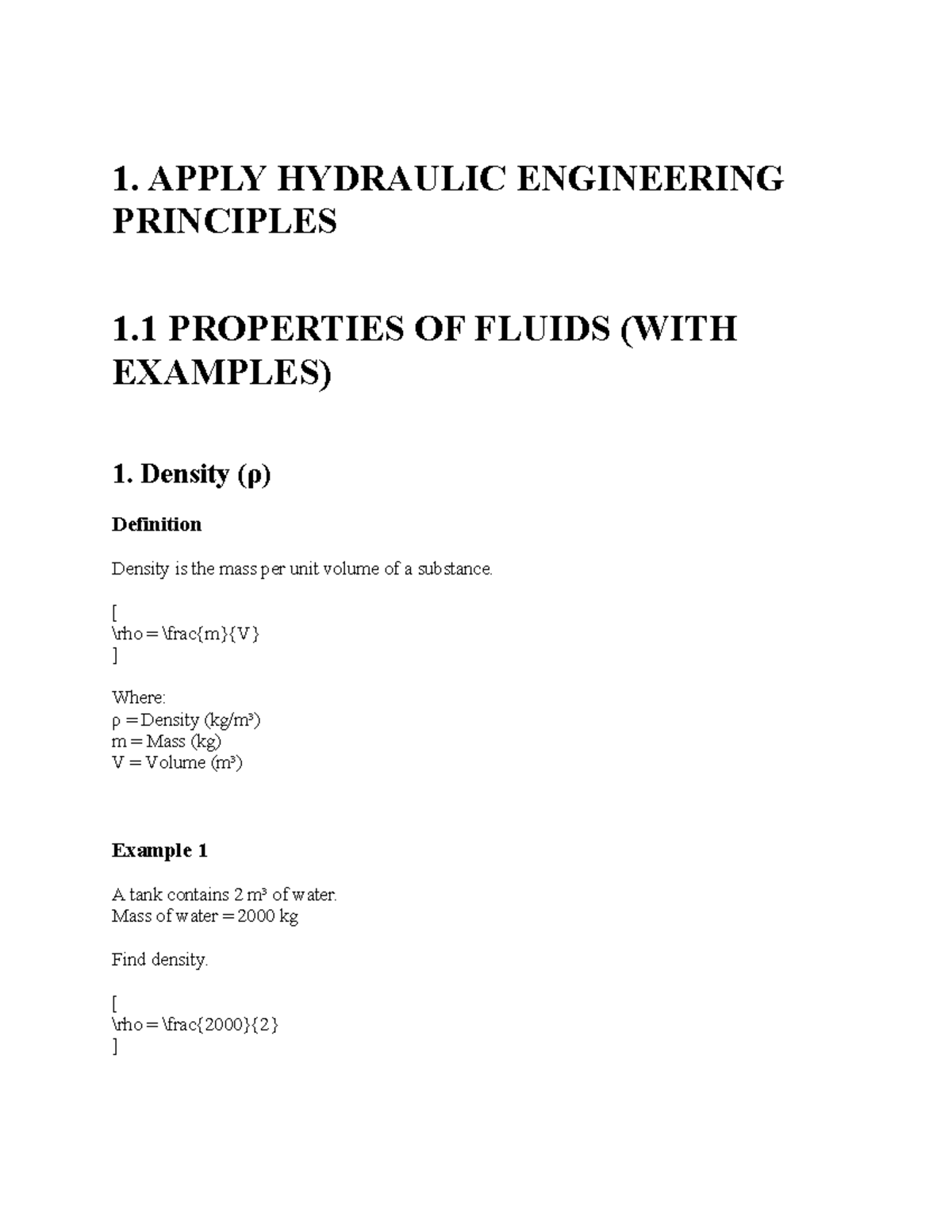 Hydraulic Engineering Principles: Fluid Properties & Design Problems ...