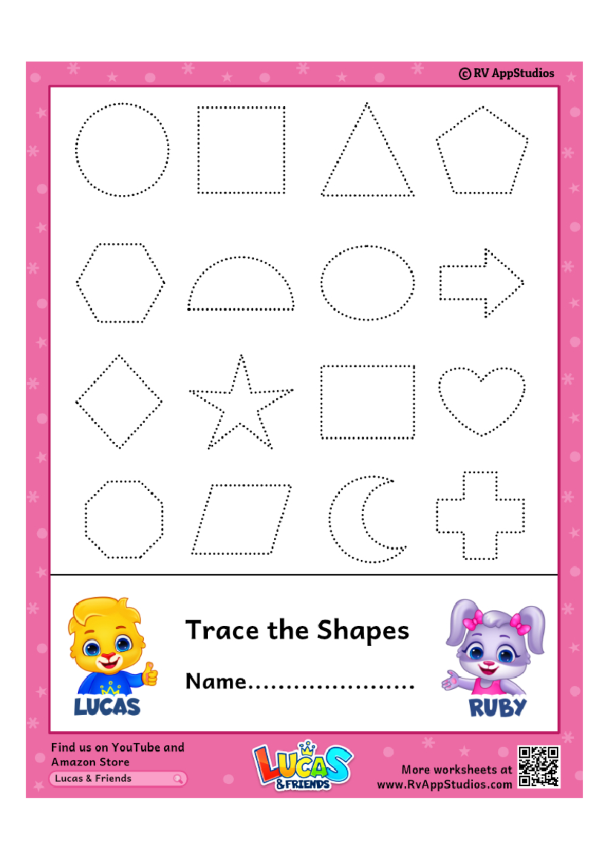 152 free printable worksheets for kids trace the shapes worksheet trace ...