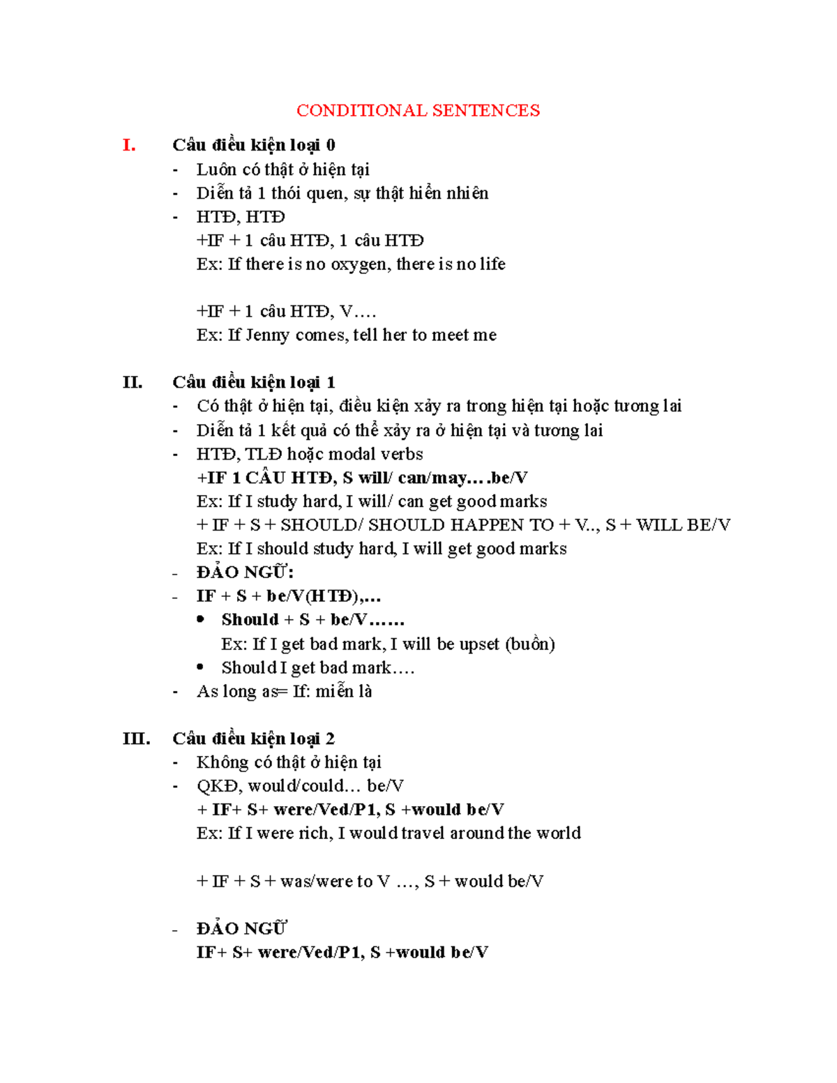 Conditional Sentences: Types 0, 1, 2, 3 & Mixed (ENG 101) - Studocu