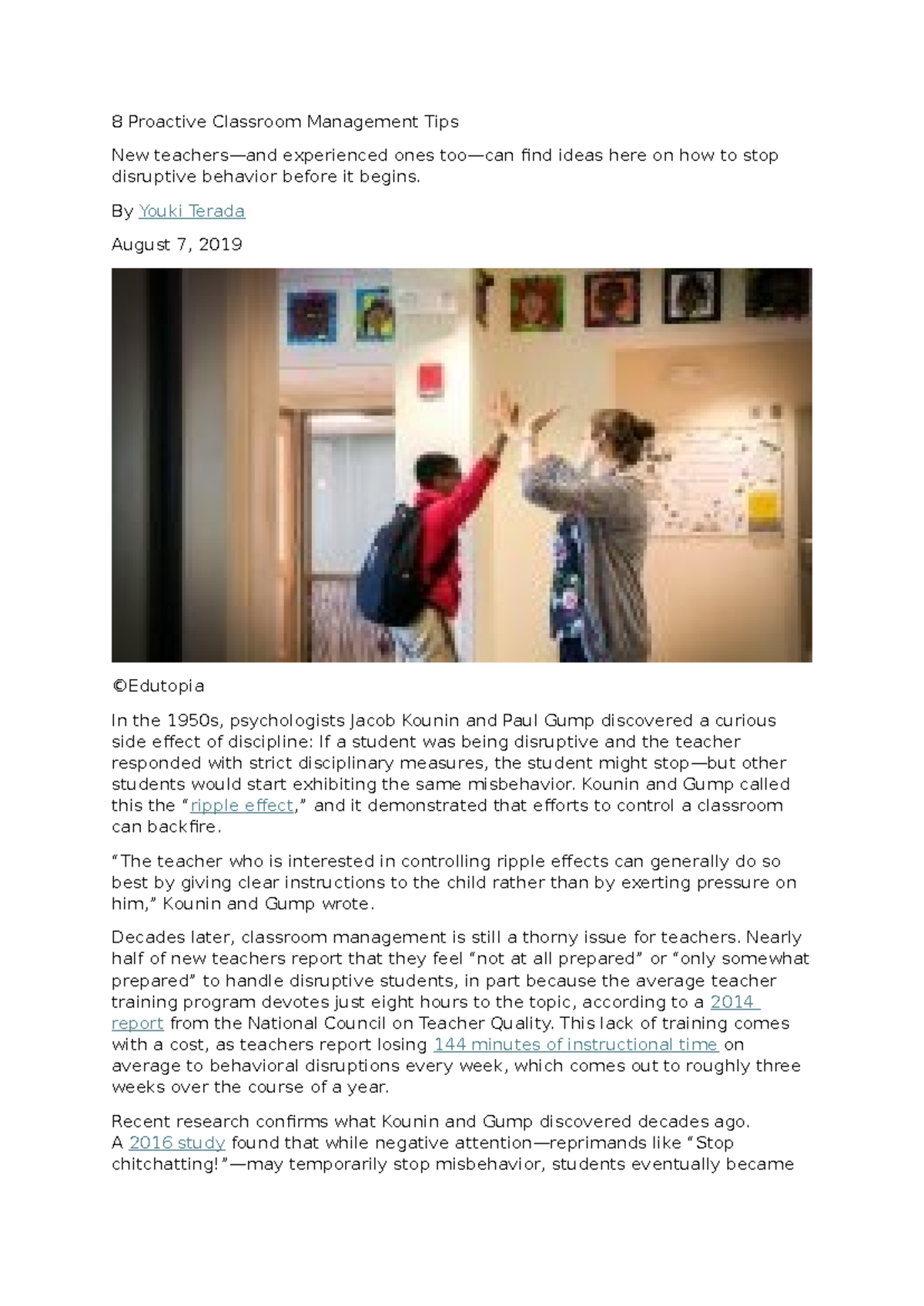 8 Proactive Classroom Management Strategies for New Teachers - Studocu