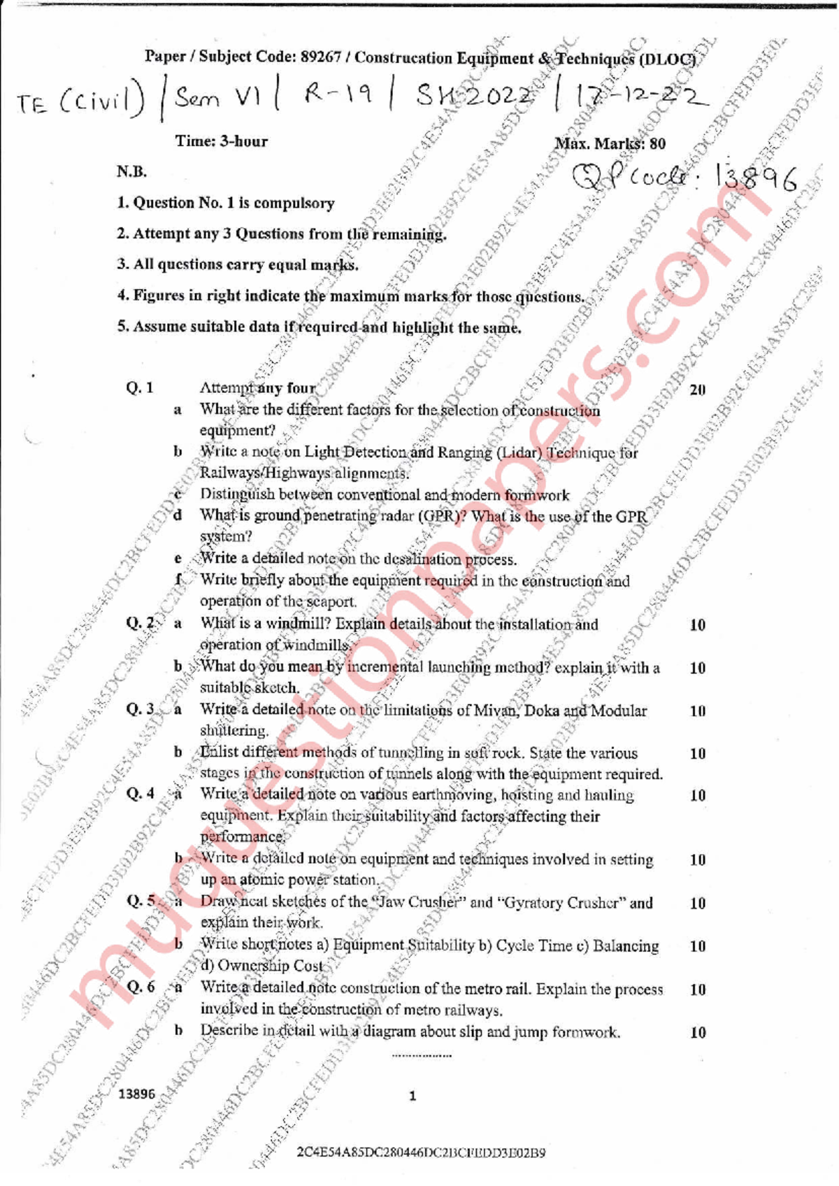 Construction Paper Subject Code: 89267 - Exam Questions and Guidelines ...