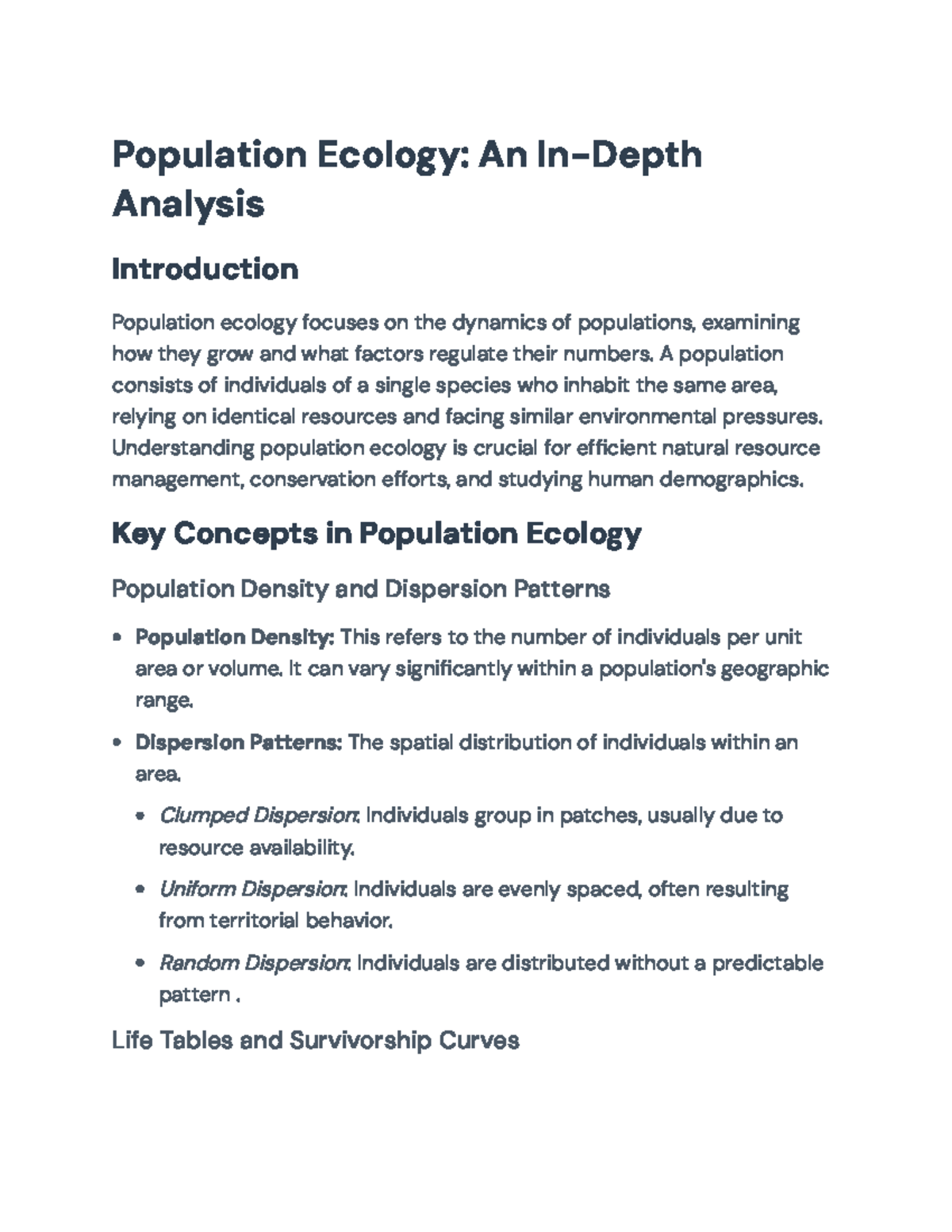 Population Ecology (BIO 101): Key Concepts & Human Dynamics Analysis ...