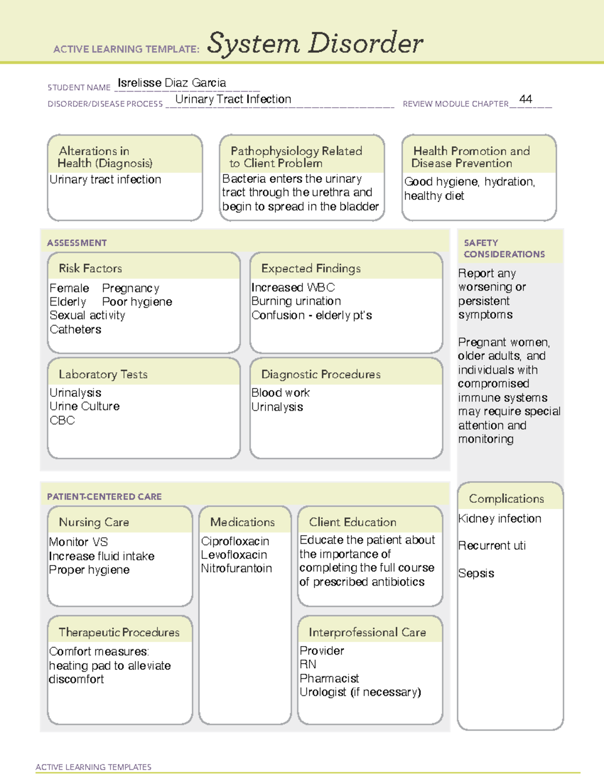 Active Learning Template: UTI Review Module Chapter Insights - Studocu