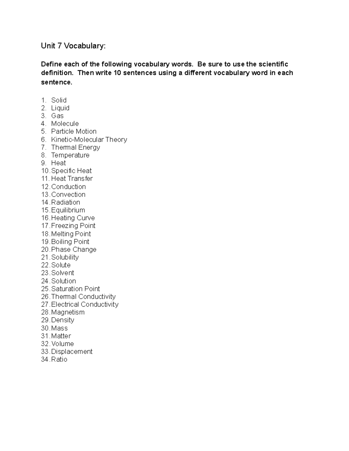 Unit 7 Vocabulary - Unit 7 Vocabulary: Define each of the following ...