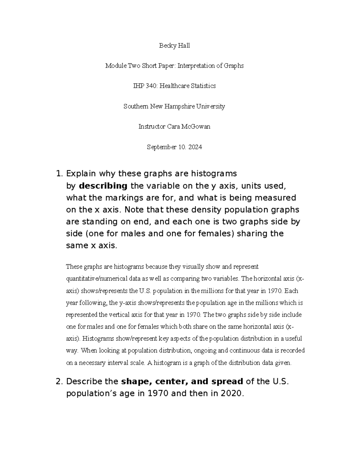 IHP 340: Module Two Short Paper on Histogram Interpretation - Studocu