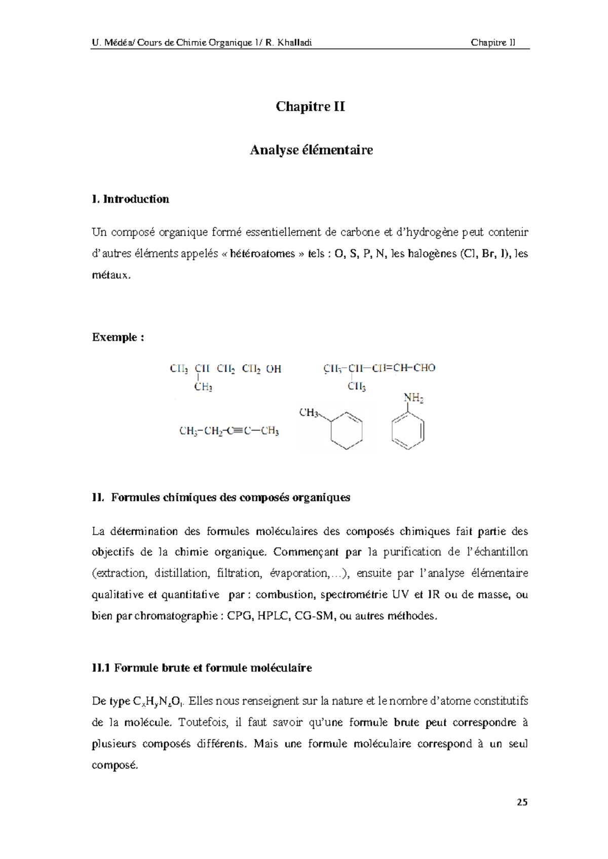 Chapitre 2 - Analyse Elementaire en Chimie Organique 1 L2 - Studocu