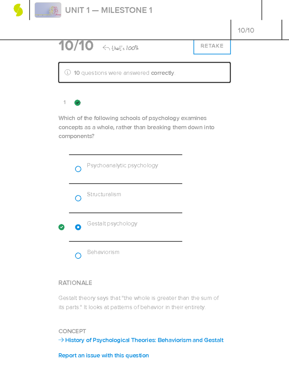Introduction to Psychology PSY 101 Milestone 1 Summary - Studocu