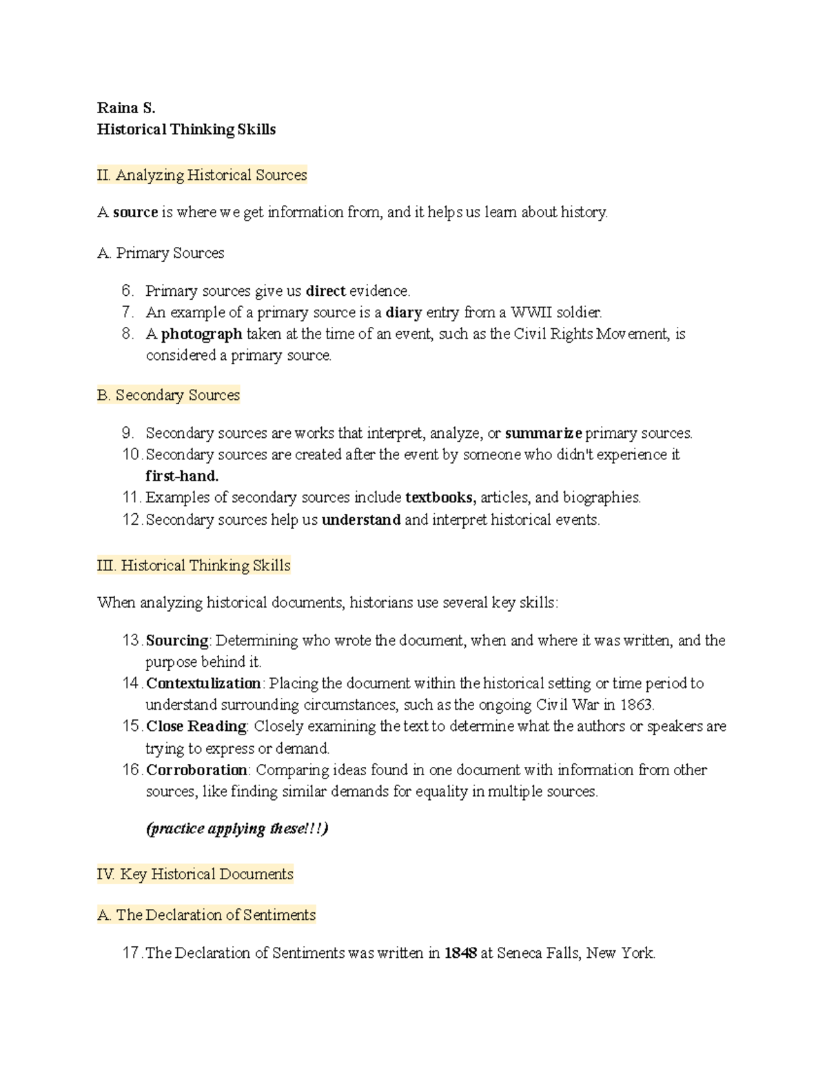 Historical Thinking Skills and Analyzing Sources - Studocu