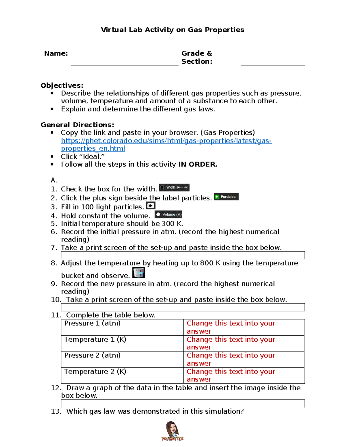 Virtual Lab Activity: Understanding Gas Laws & Properties - Studocu