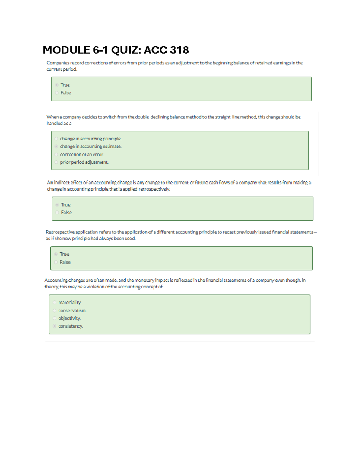 Module 6 Quiz - MODULE QUIZ: ACC 318 Companies record corrections of ...