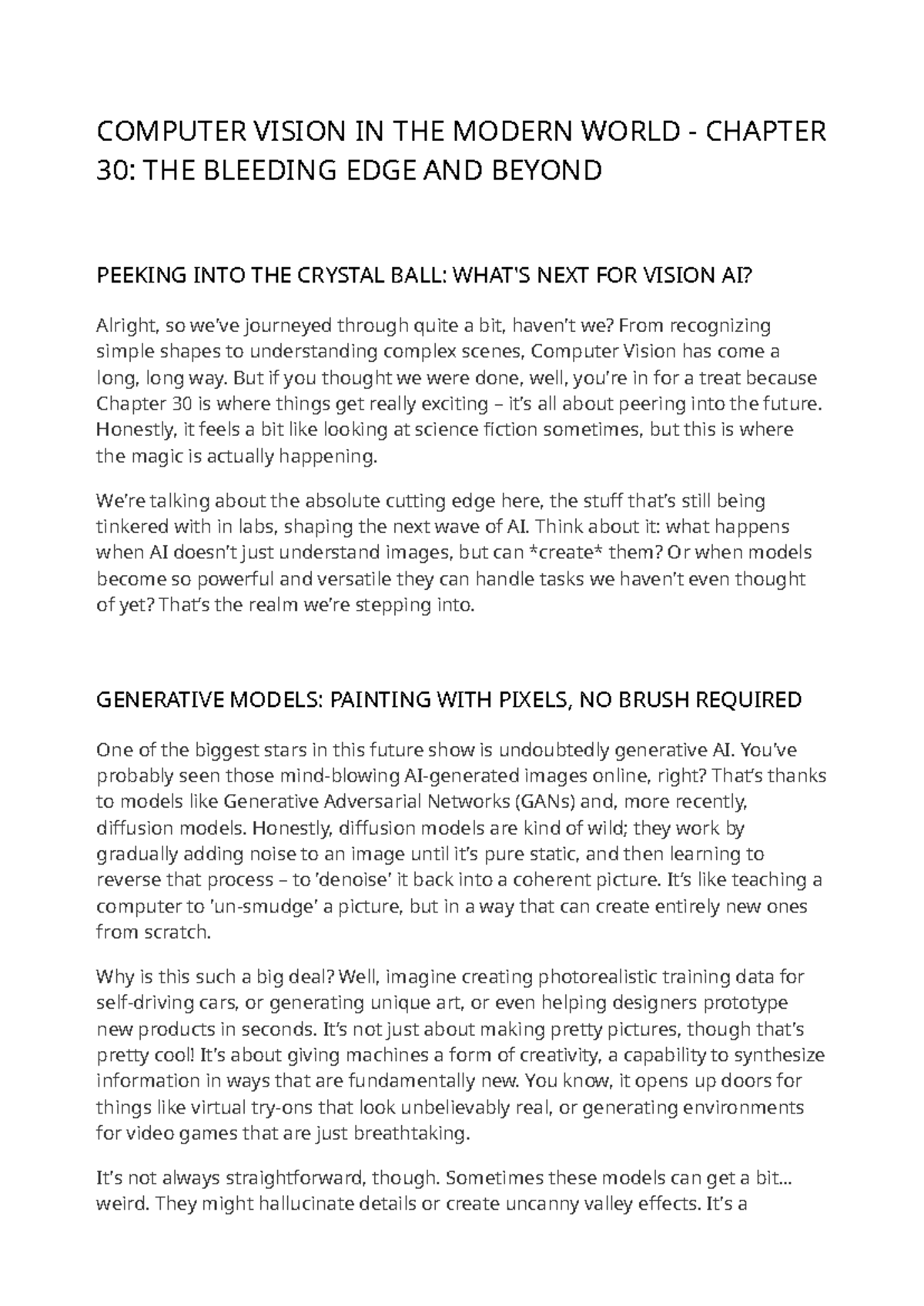 Mastering Computer Vision Techniques: Chapter 30 - The Future of Vision AI - Studocu