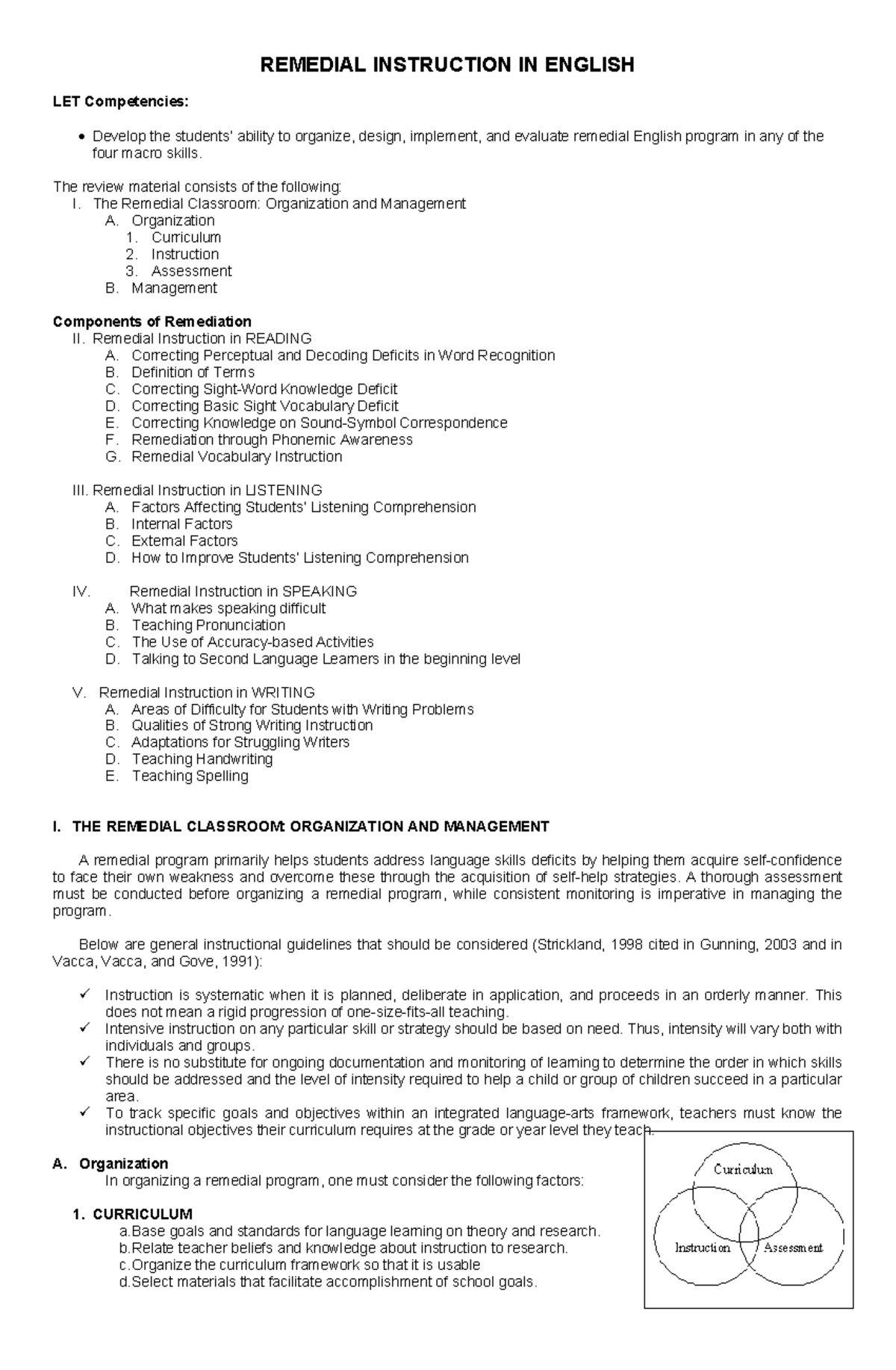 REMEDIAL INSTRUCTION IN ENGLISH LET: Strategies for Effective Teaching ...