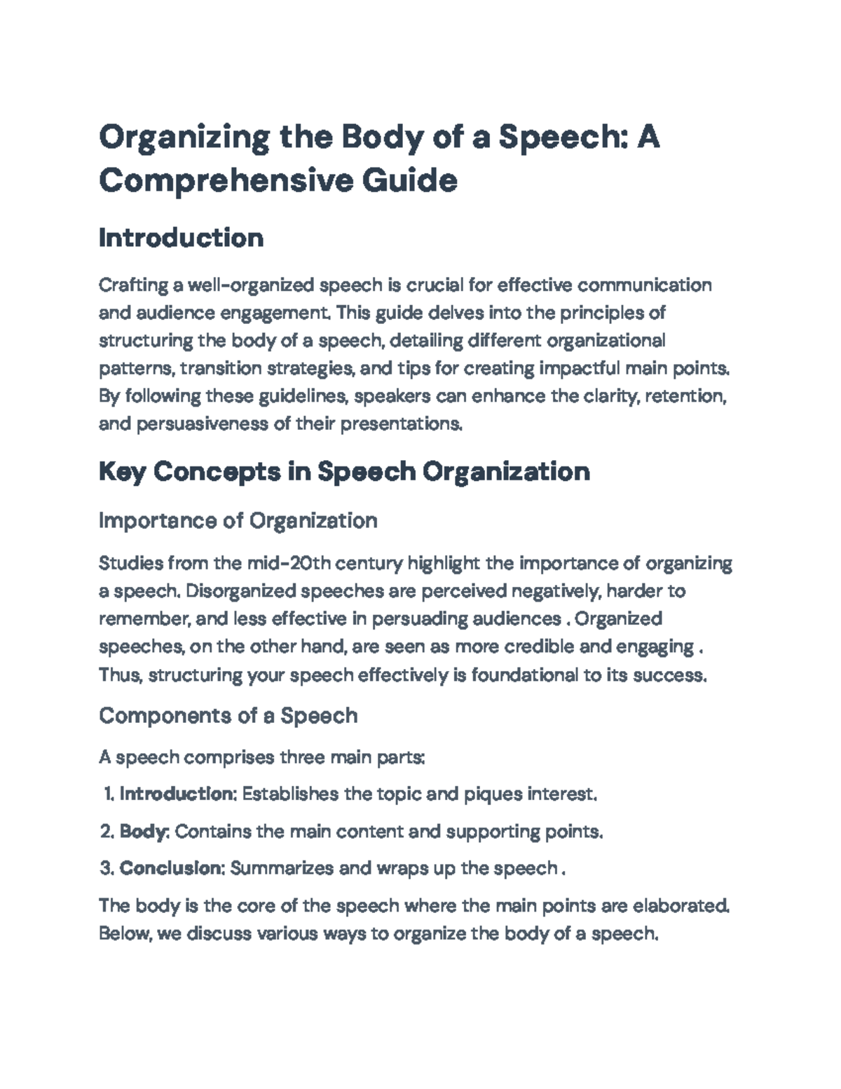 Organizing the Body of a Speech: A Comprehensive Guide for Success ...