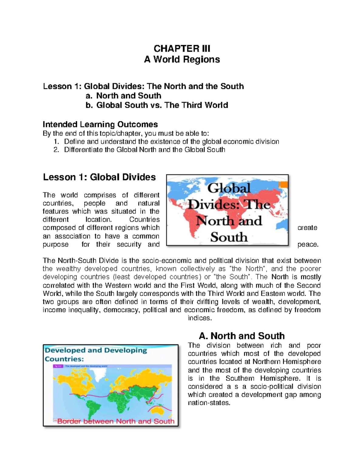 Chapter 3 - Global Divides: North-South Economic Lessons - Studocu