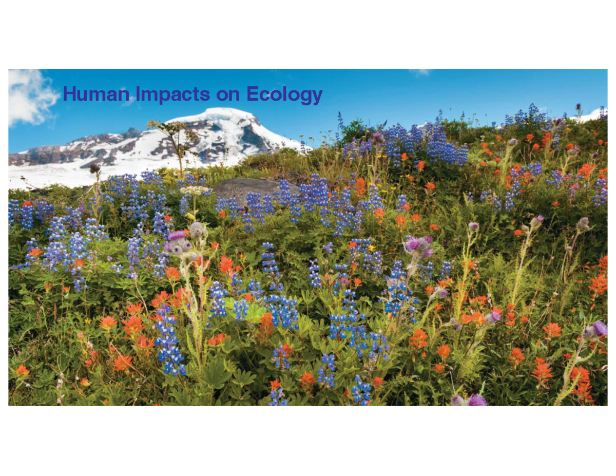 11-Human Impacts handout - Human Impacts on Ecology Climate change • So ...