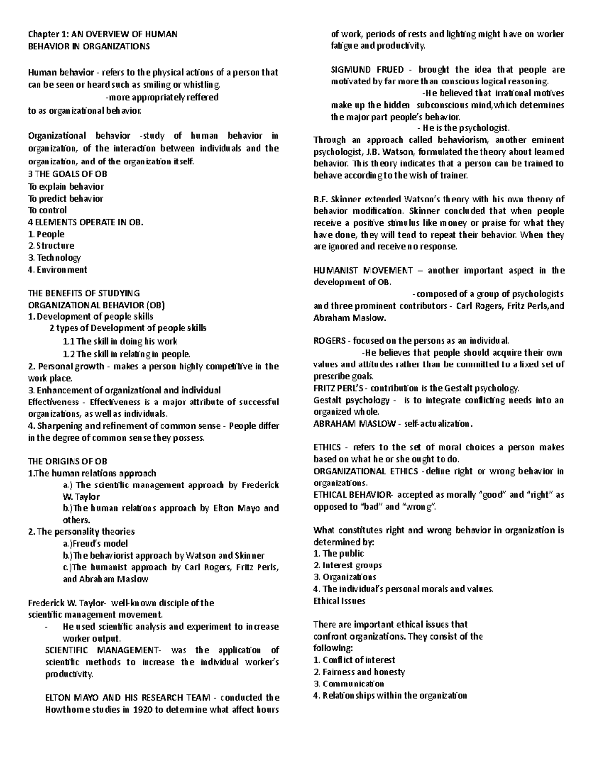 Management-7 - Management chapter 7 summary - Chapter 1: AN OVERVIEW OF ...