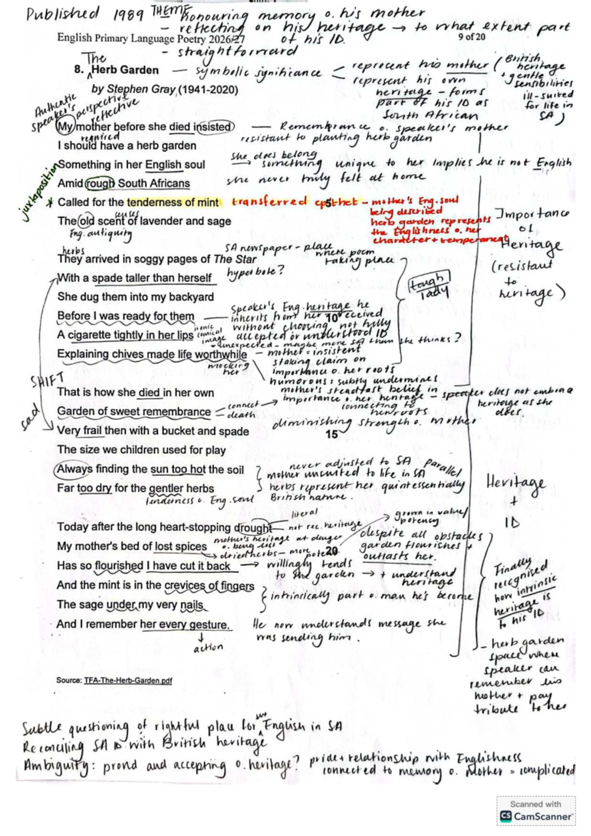 Herb Garden Reflections in English Poetry - Stephen Gray (ENG 1D) - Studocu