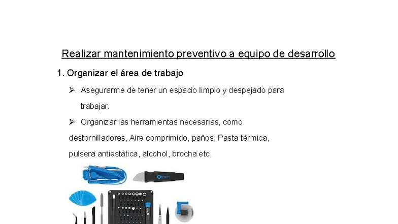 Mantenimiento Preventivo a Equipo de Desarrollo: Guía Práctica - Studocu