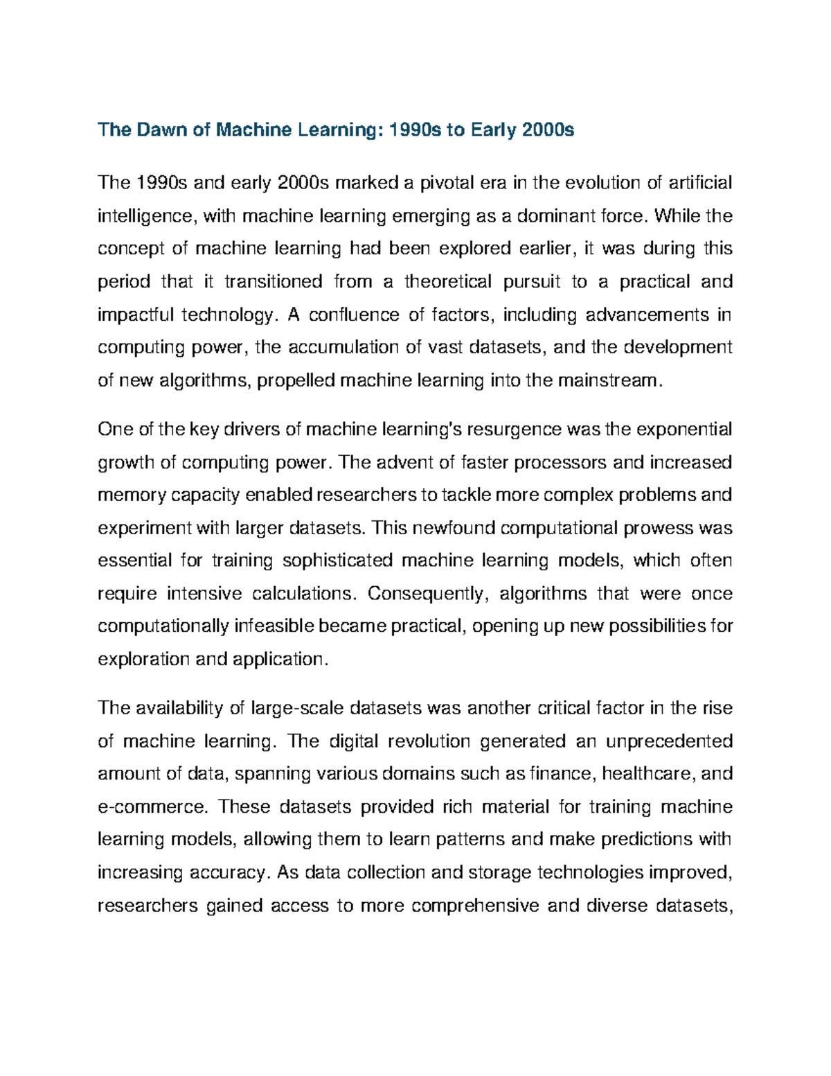 AI History: Machine Learning Evolution (1990s-2000s) Notes - Studocu
