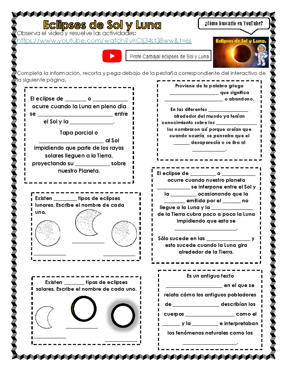 Hojas De Trabajo Sobre Eclipses Solares Y Lunares Para La Escuela Secundaria