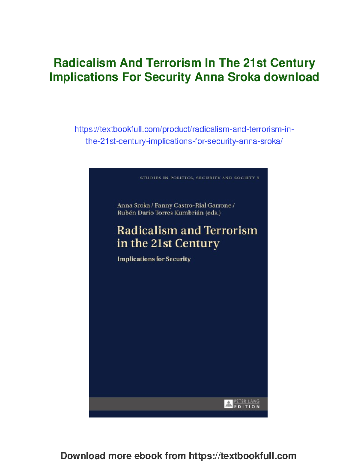 Radicalism and Terrorism in the 21st Century: Security Implications ...