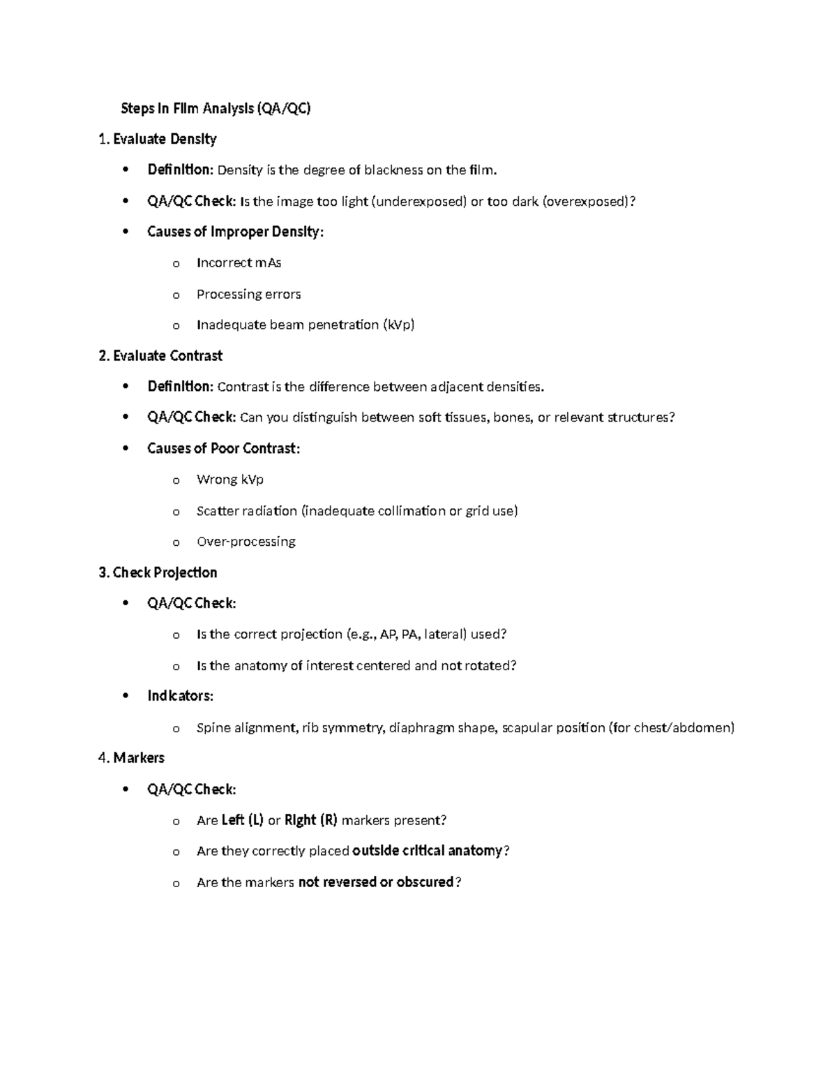 QAQC Steps in Film Analysis: Evaluating Density, Contrast, and ...