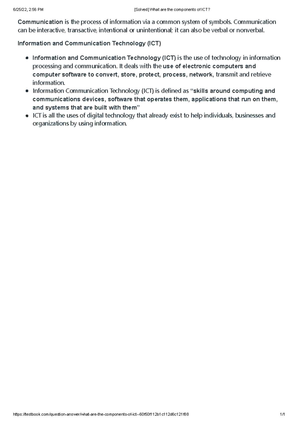 [Solved] What are the components of ICT - Communication can be ...