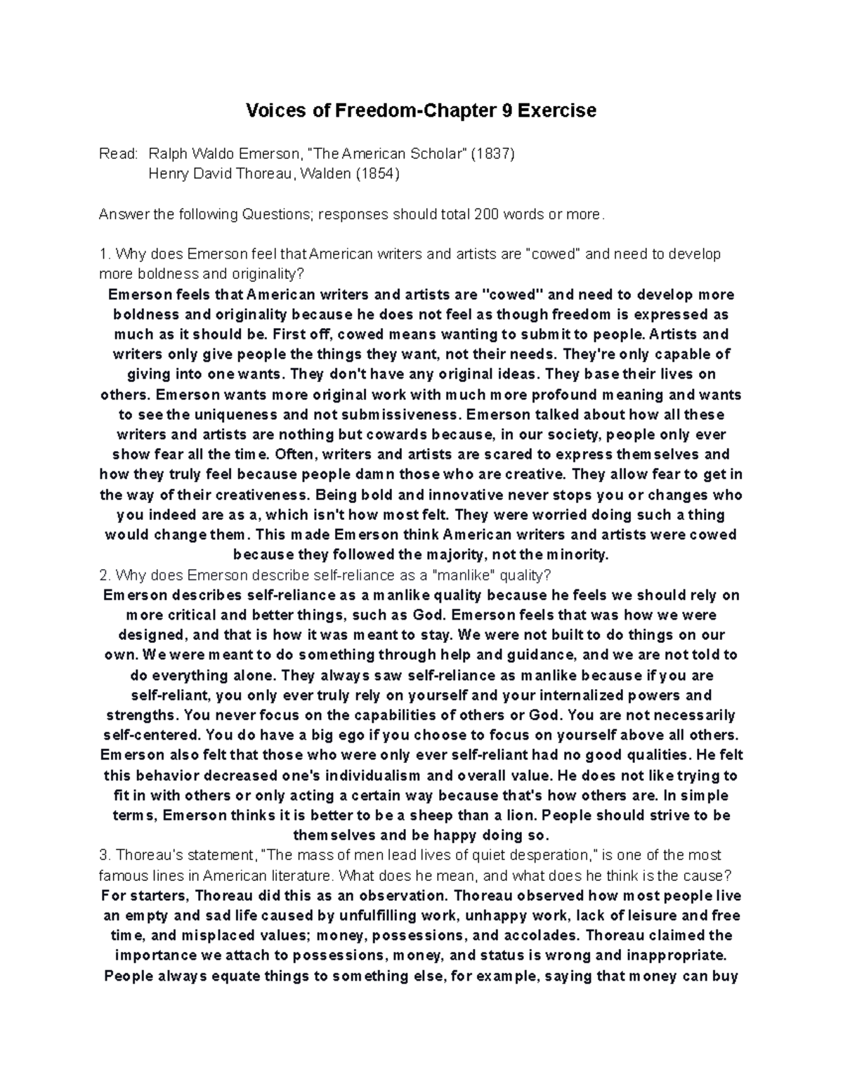 Voices of Freedom - Chapter 9 Analysis: Emerson & Thoreau Insights ...
