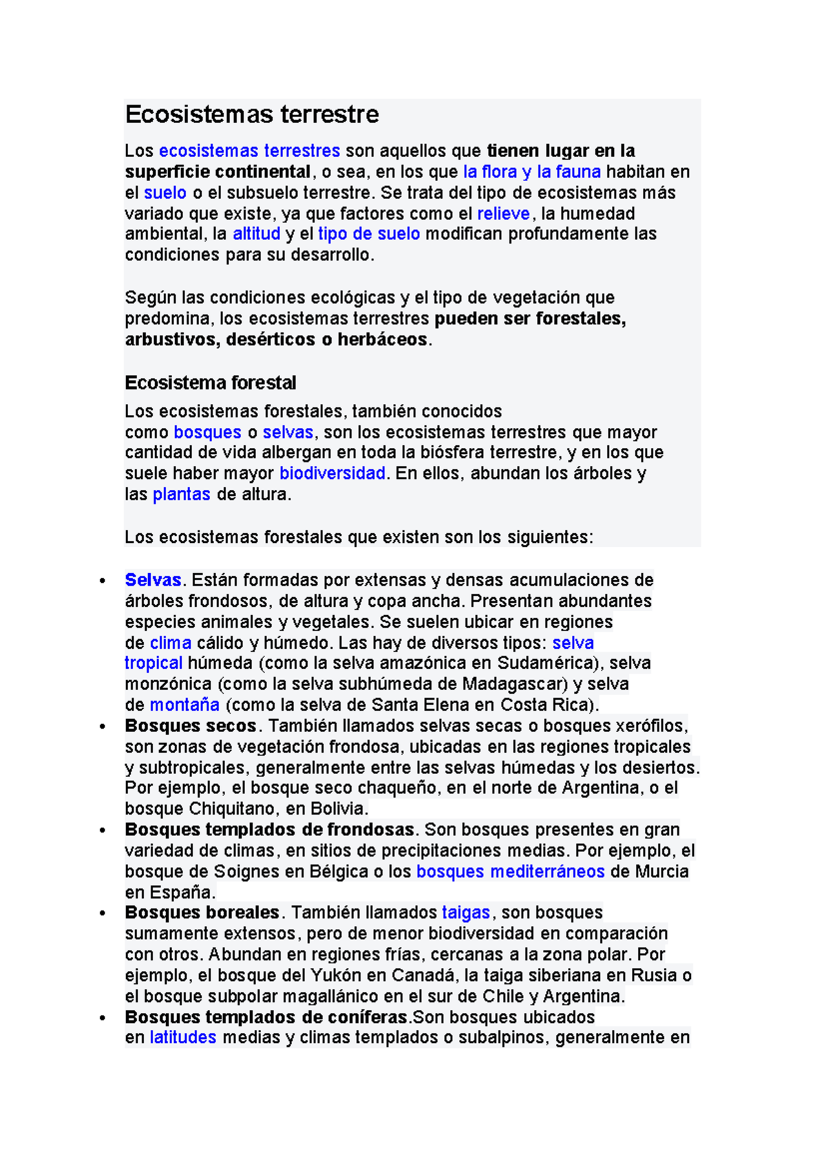 Ecosistemas Terrestres: Diversidad y Clasificación de Hábitats - Studocu