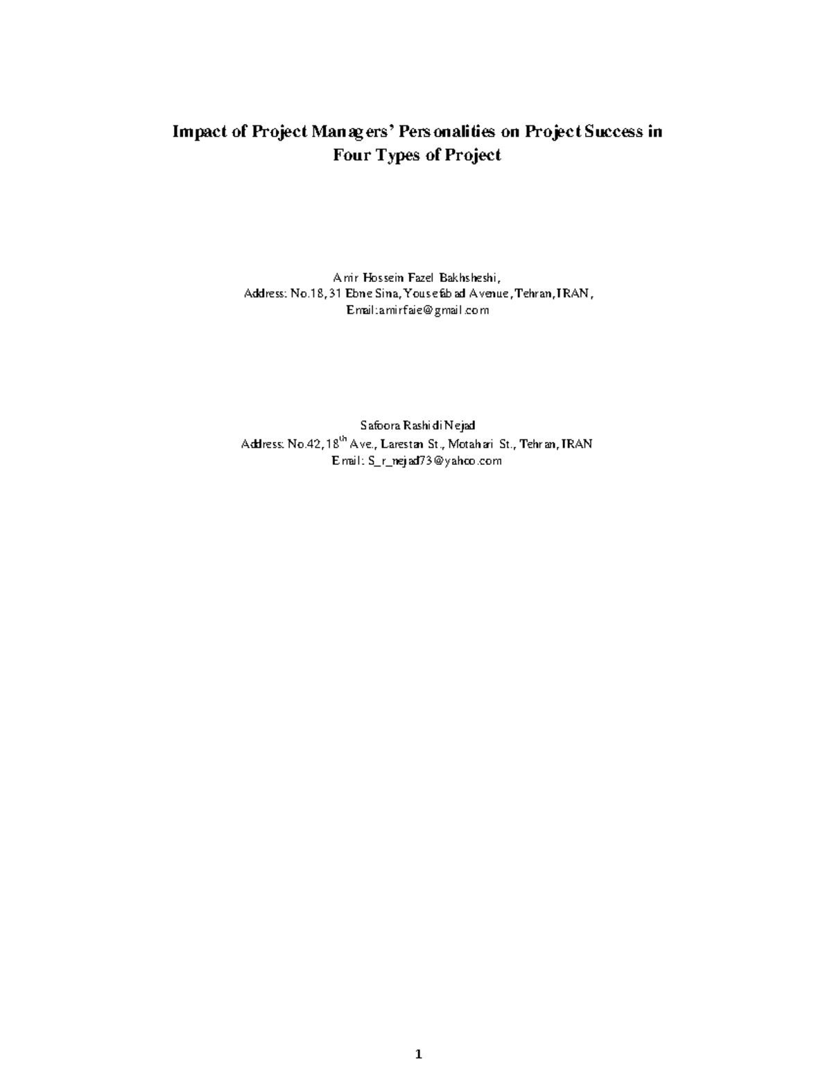 Impact of Project Managers' Personalities on Success in 4 Project Types ...