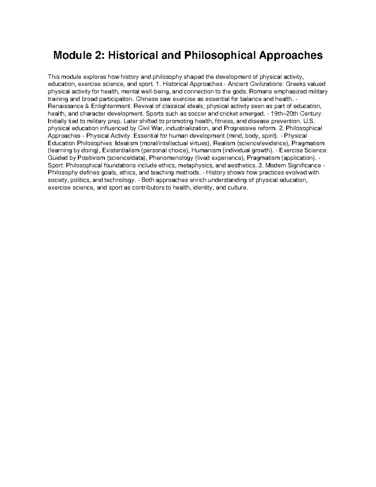 Module 2: Historical & Philosophical Approaches Summary Test - Studocu