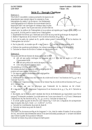 Cours version complet - Chapitre 7 - Chapitre 7 : L’énergie mécanique ...