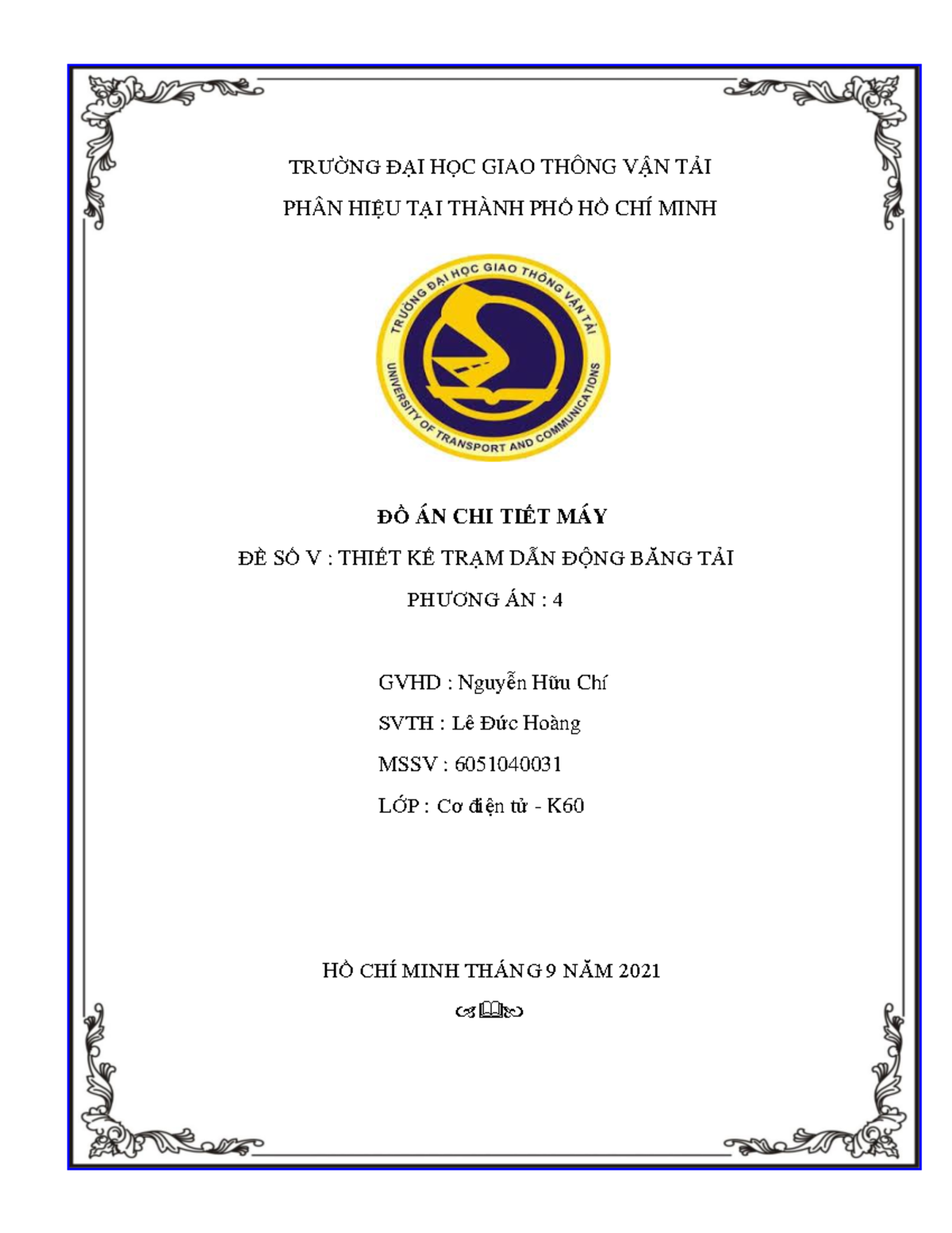 Đồ án CTM utc2 - Thiết kế Trạm Dẫn Động Băng Tải Chi Tiết Máy - Studocu