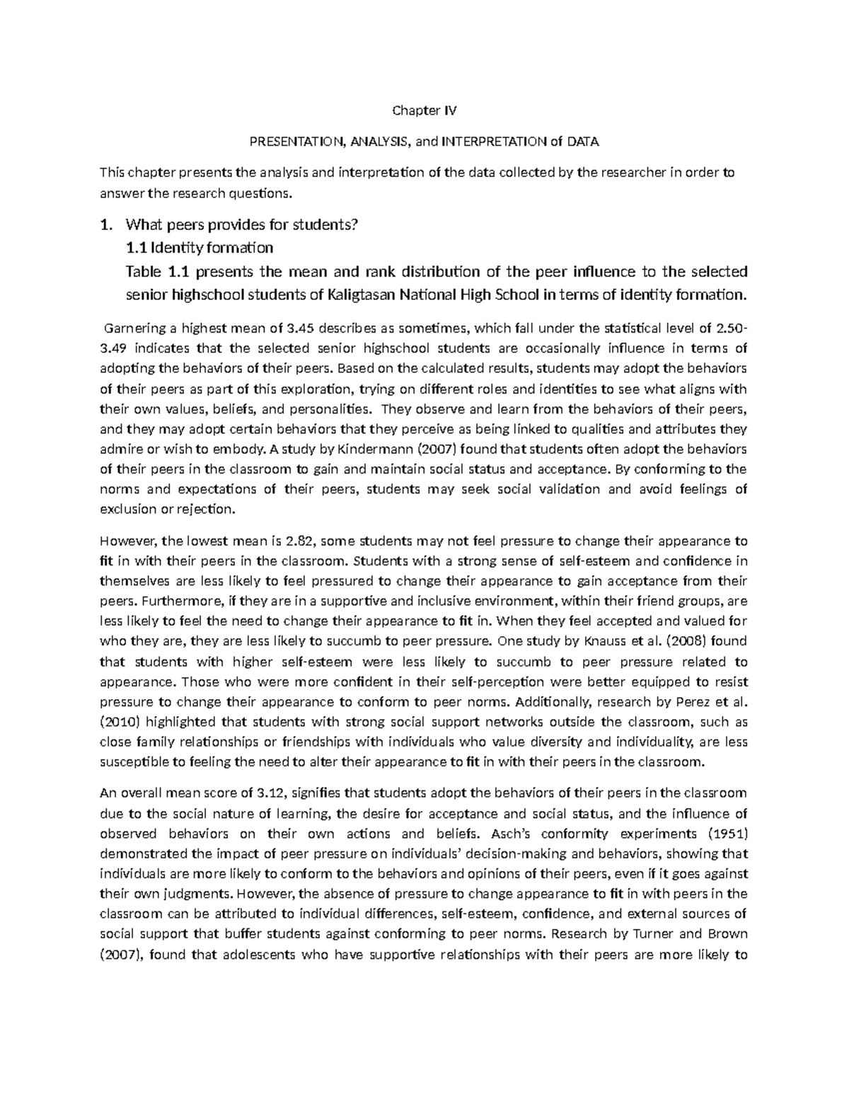 Analysis and Interpretation of Data in Chapter IV - Research Study ...