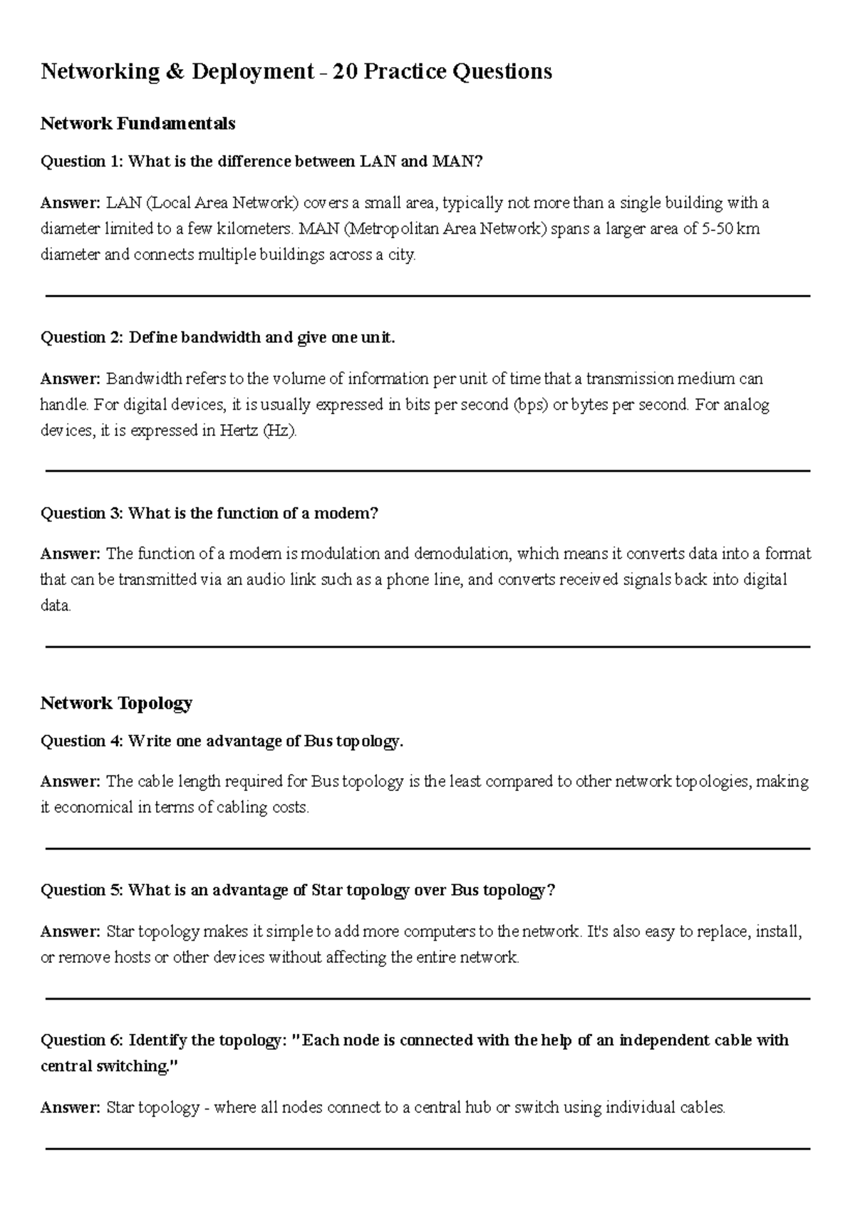 Networking & Deployment (NET101) - 20 Practice Questions - Studocu