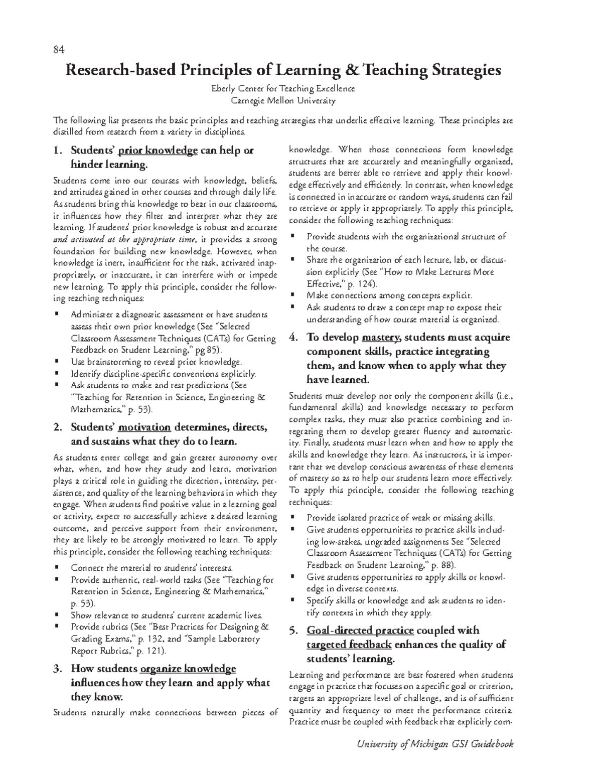 Research-Based Strategies for Effective Teaching and Learning - Studocu