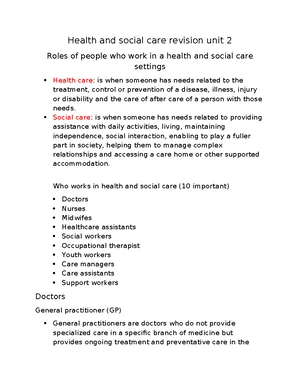 Unit 7 Learning Aim C booklet - BTEC Level 3 Health & Social Care Unit ...