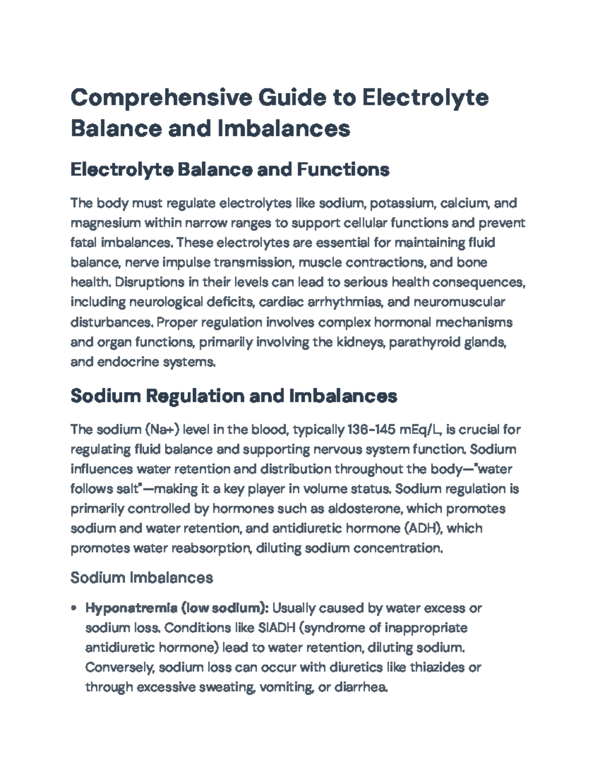 Comprehensive Guide to Electrolyte Management: Causes & Treatments ...