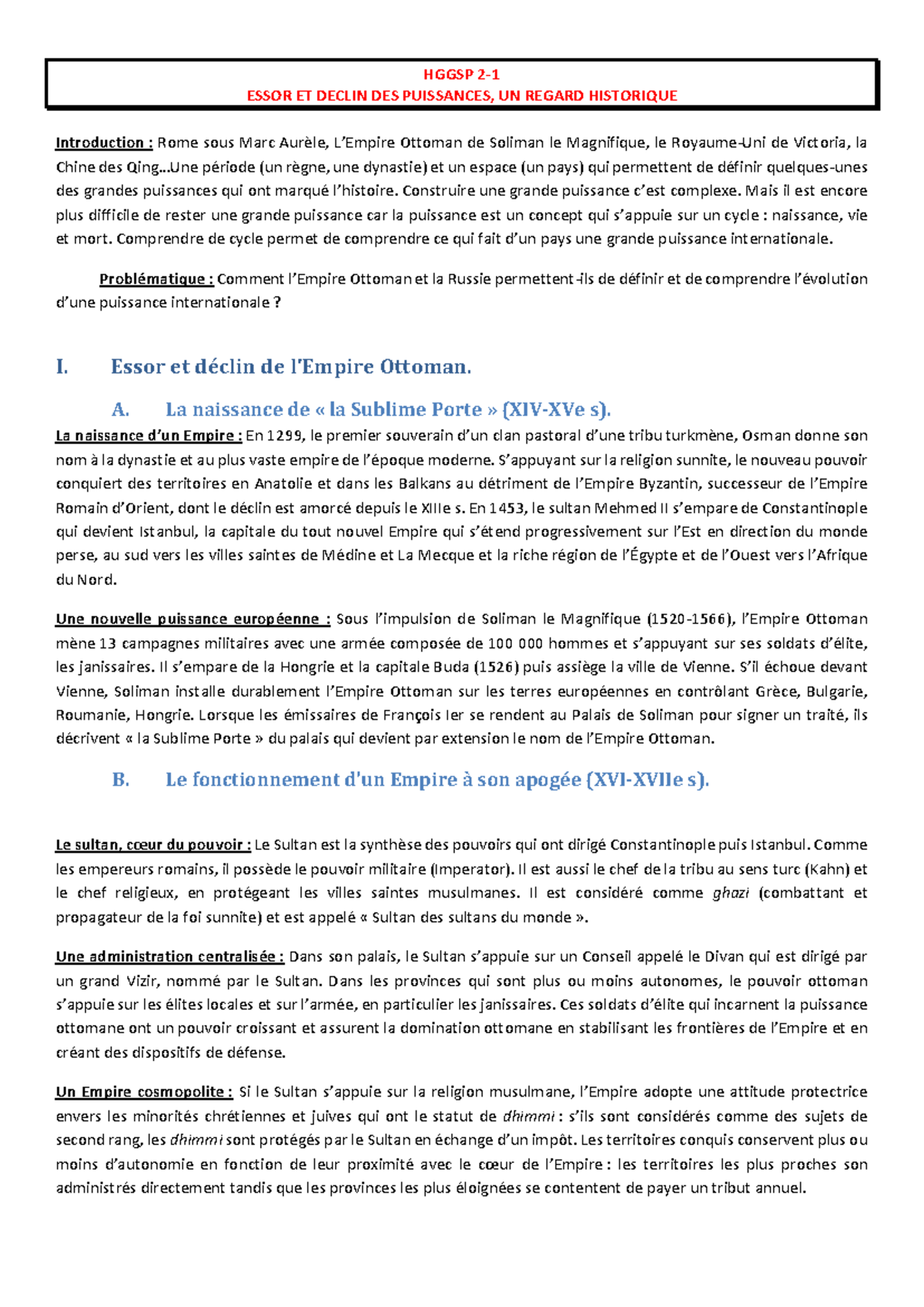 HGGSP 2 - Essor et déclin des grandes puissances : Ottoman et Russie ...
