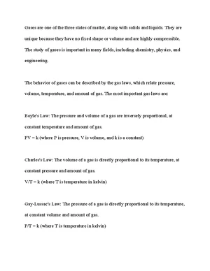 Gas Laws - Study Notes & Assignments - Studocu