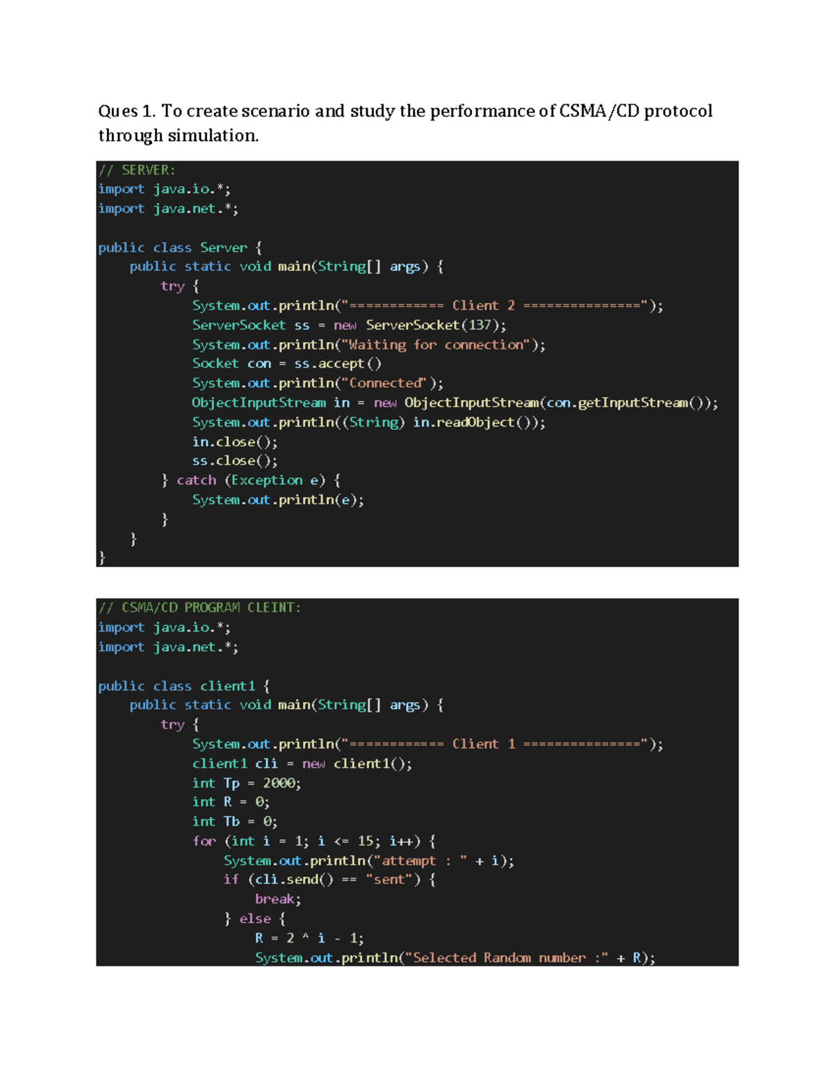 Computer Network CNLAB Lab Manual: CSMA/CD & Go Back-N Protocols - Studocu