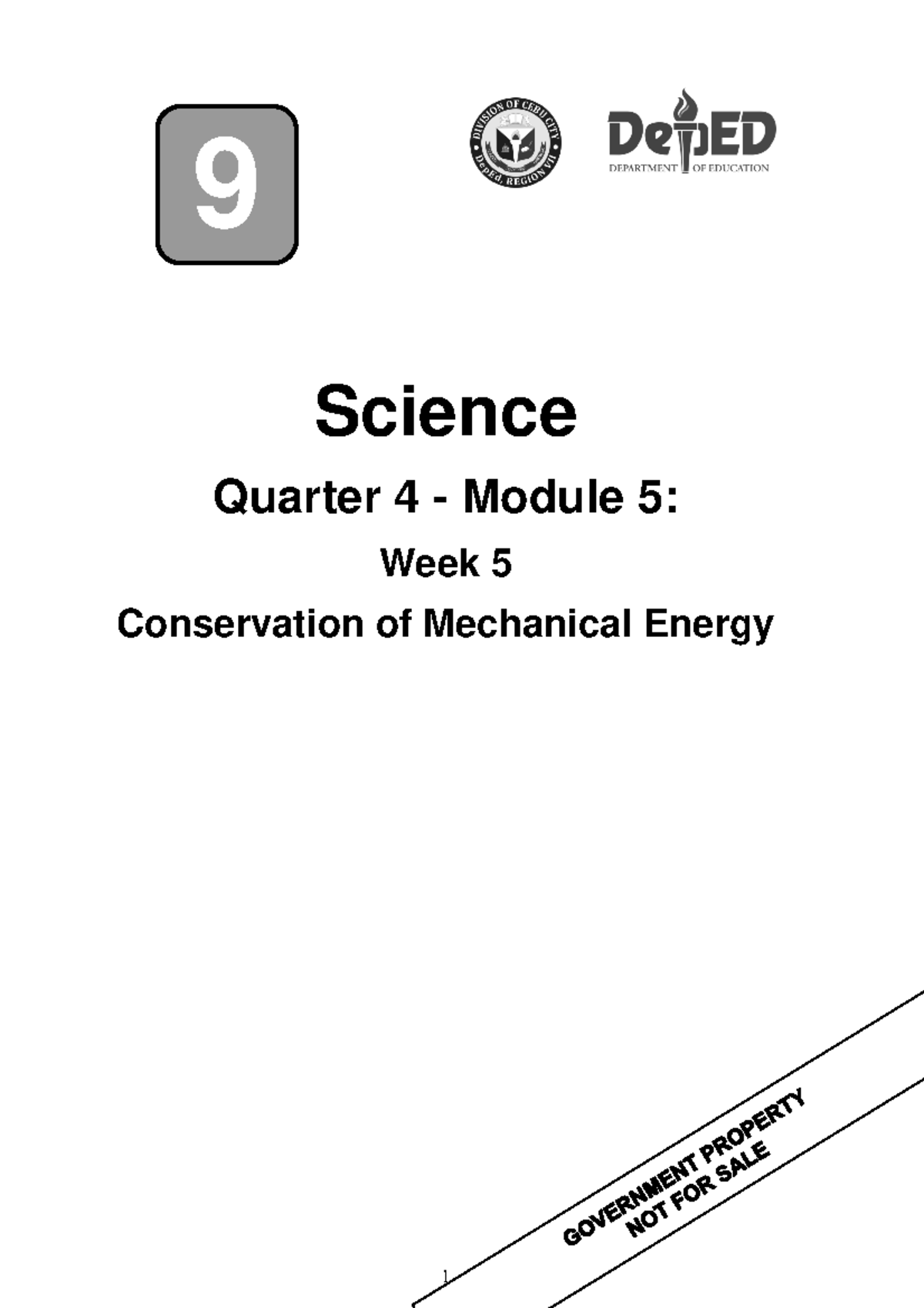 Grade 9 Science Q4: Conservation of Mechanical Energy Insights - Studocu