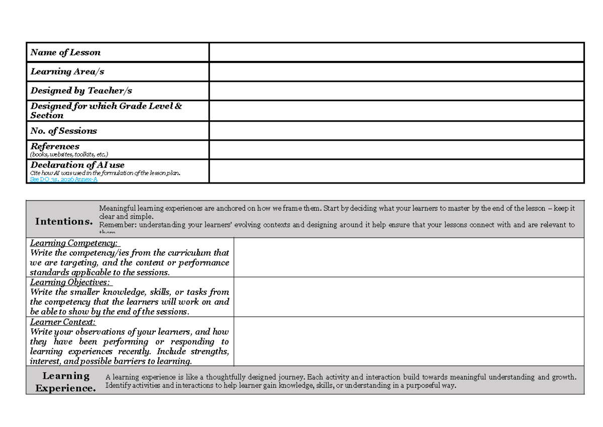DepEd Ilaw Lesson Plan Template: Designing Meaningful Learning ...