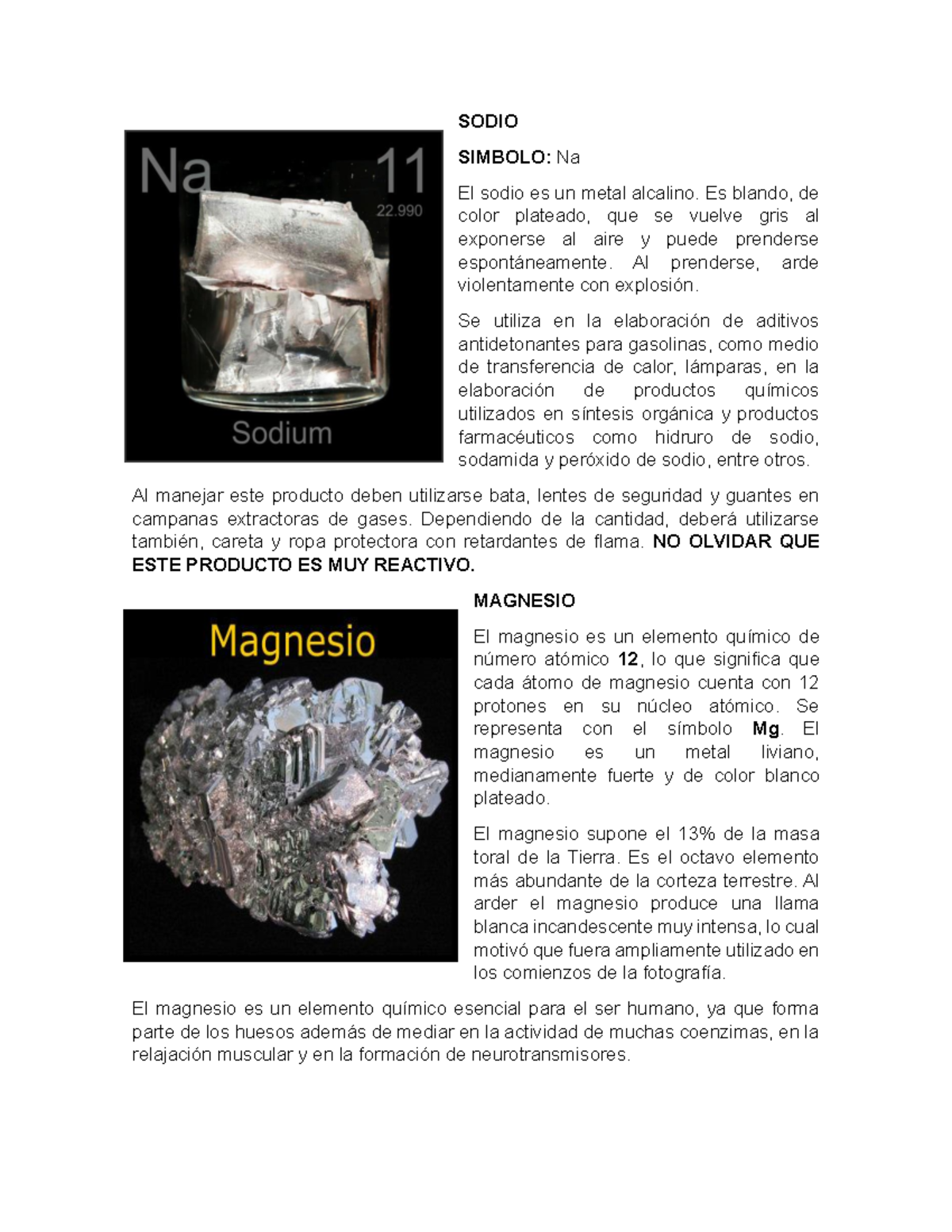 Sodio Y Magnesio - SODIO SIMBOLO: Na El sodio es un metal alcalino. Es ...