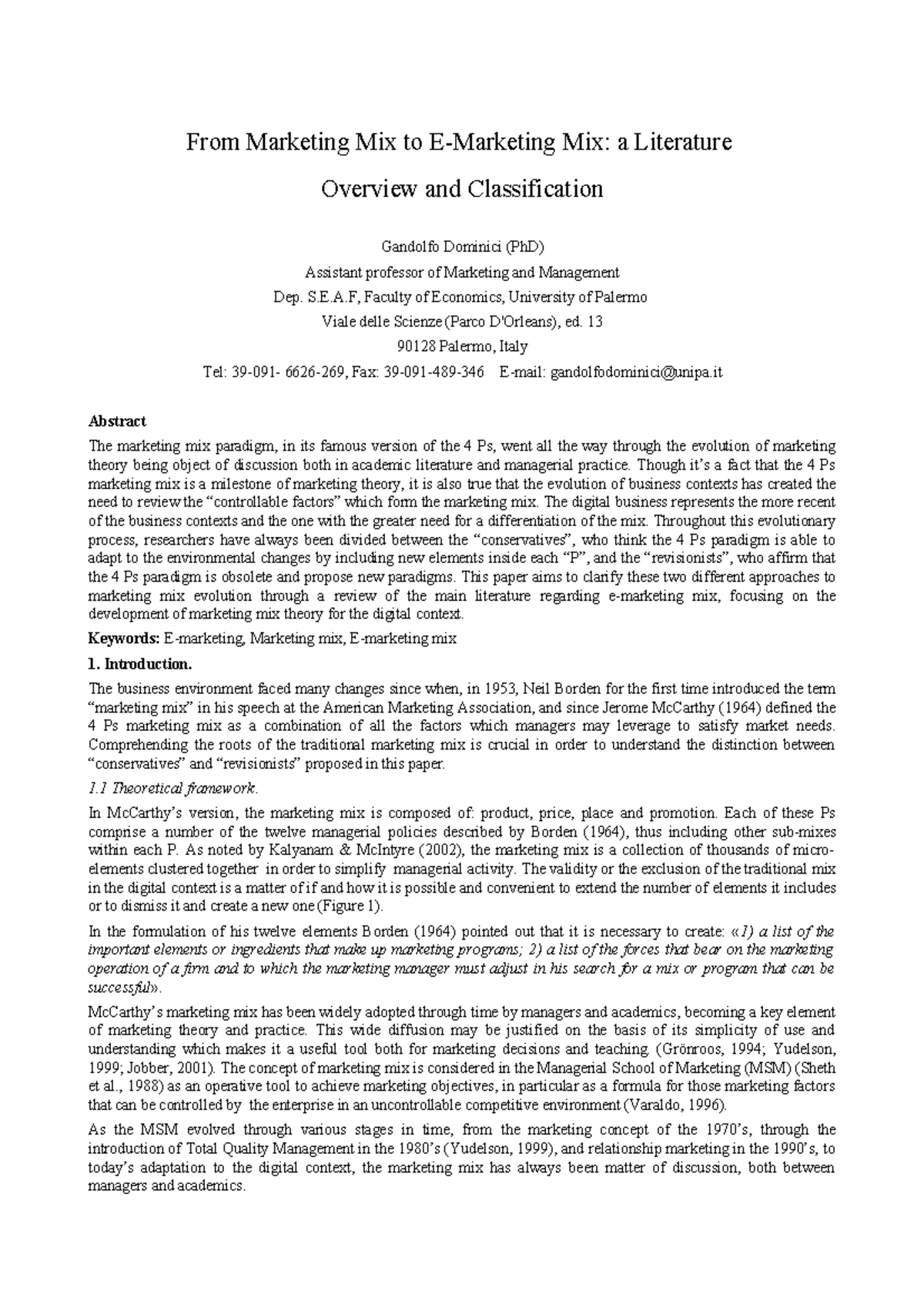 Marketing Mix Evolution: A Literature Review for Digital Contexts (MKT ...