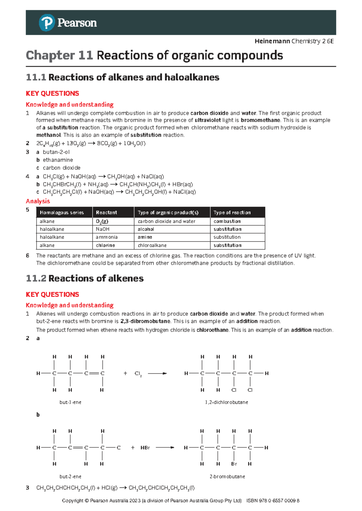 Heinemann Chemistry 2 6E Chapter 11: Reactions of Organic Compounds ...