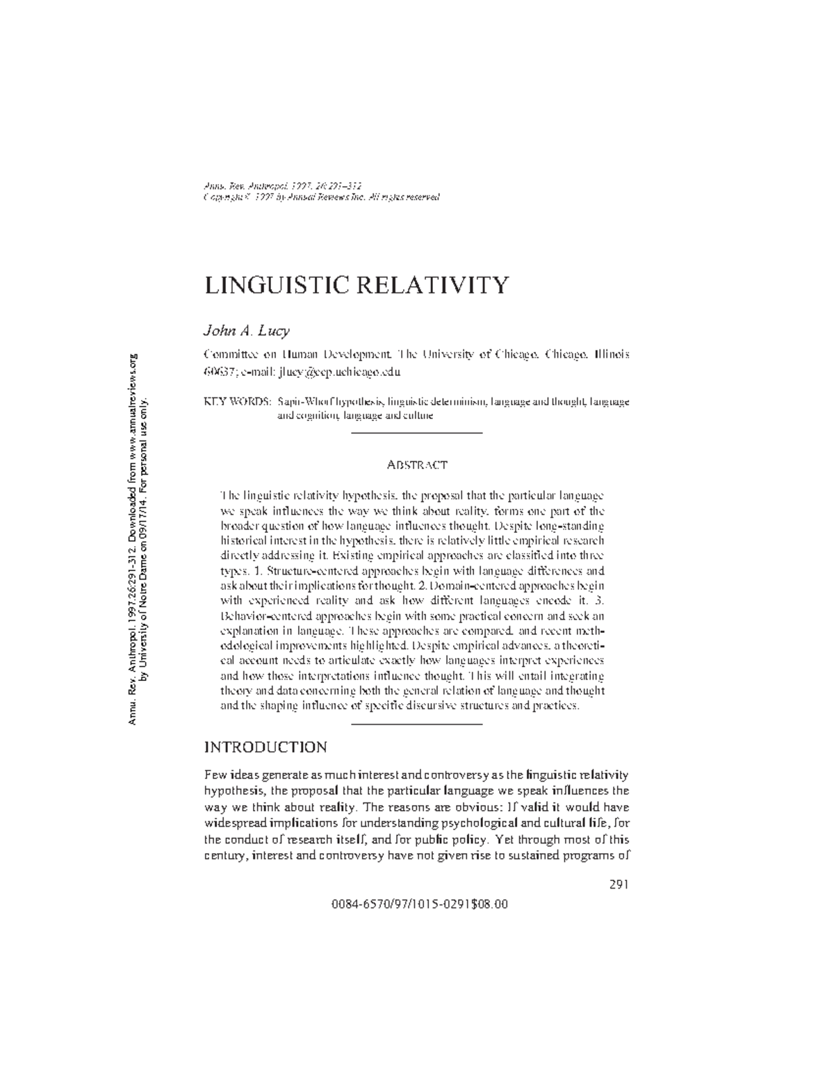 Linguistic Relativity: Insights and Approaches - Annu. Rev. Anthropol ...