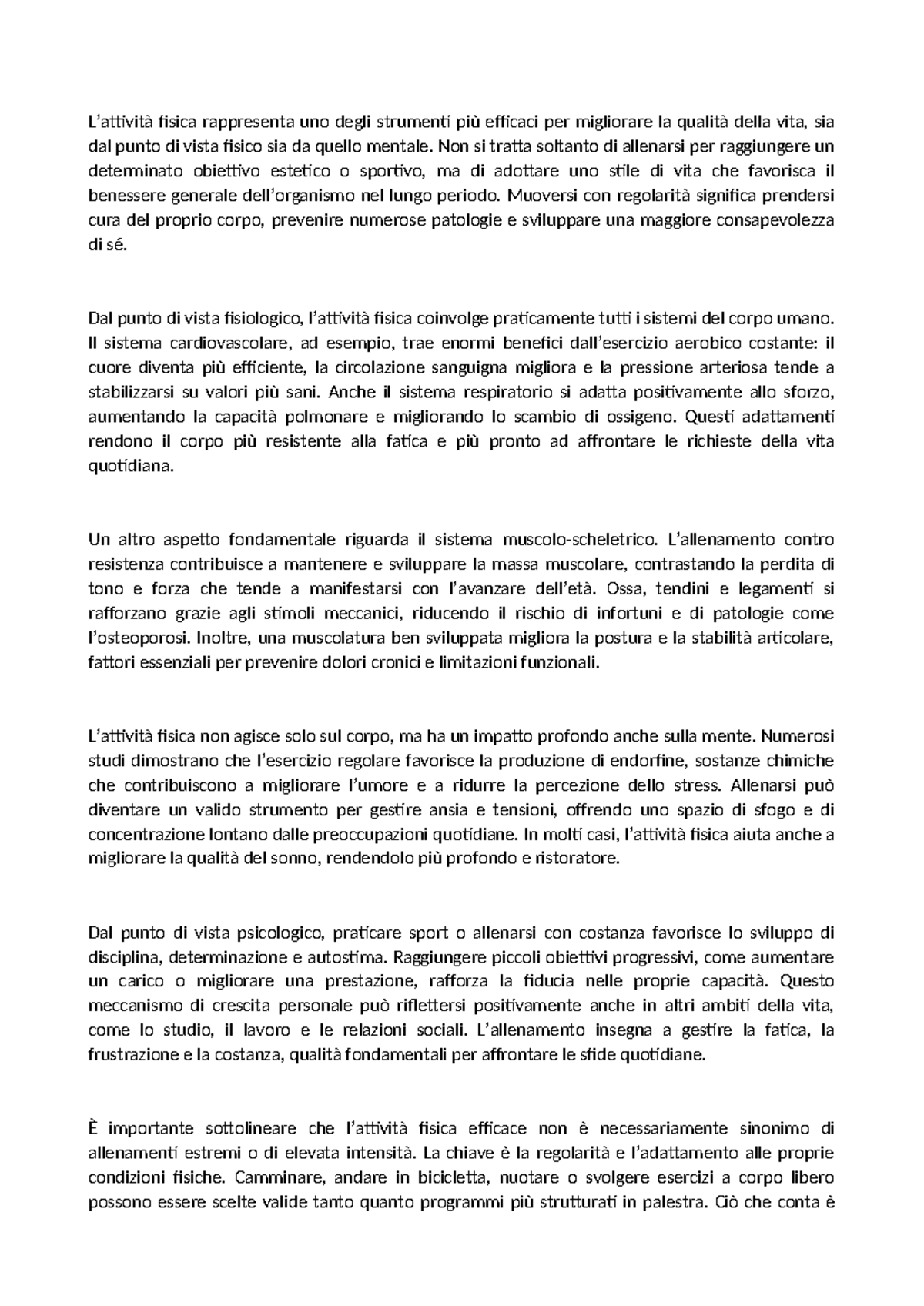 Filer 1 - L'importanza dello Sport per il Benessere Fisico e Mentale ...